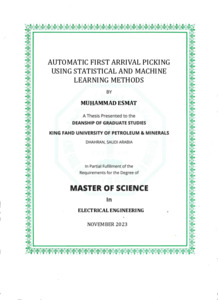Automatic First Arrival Picking Using Statistical and Machine Learning Methods - KFUPM ePrints